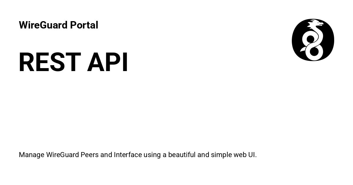REST API - WireGuard Portal